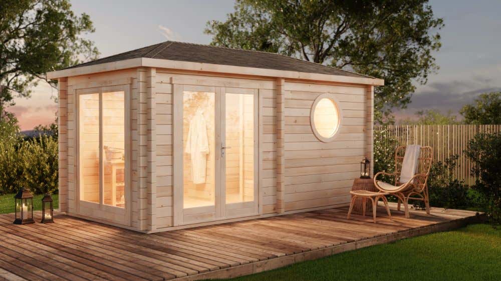 Sauna extérieur Boréal 70 FinnTherm, 5.1x2.7m dim. ext. (cas échéant ...