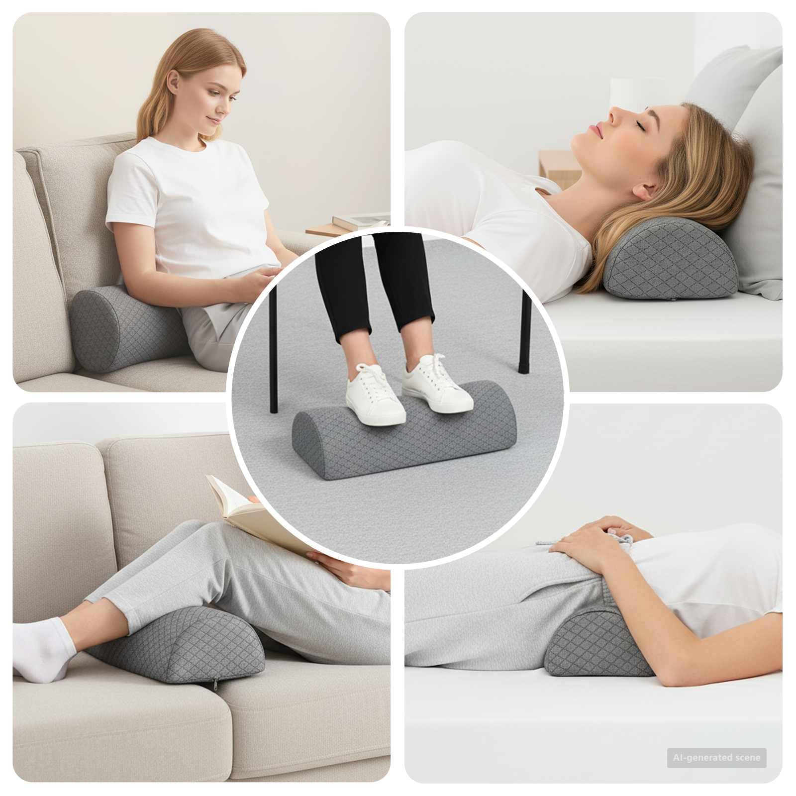 Coussin pour jambes Géométrique Gris 52 x 20 x 11 cm | Leroy Merlin