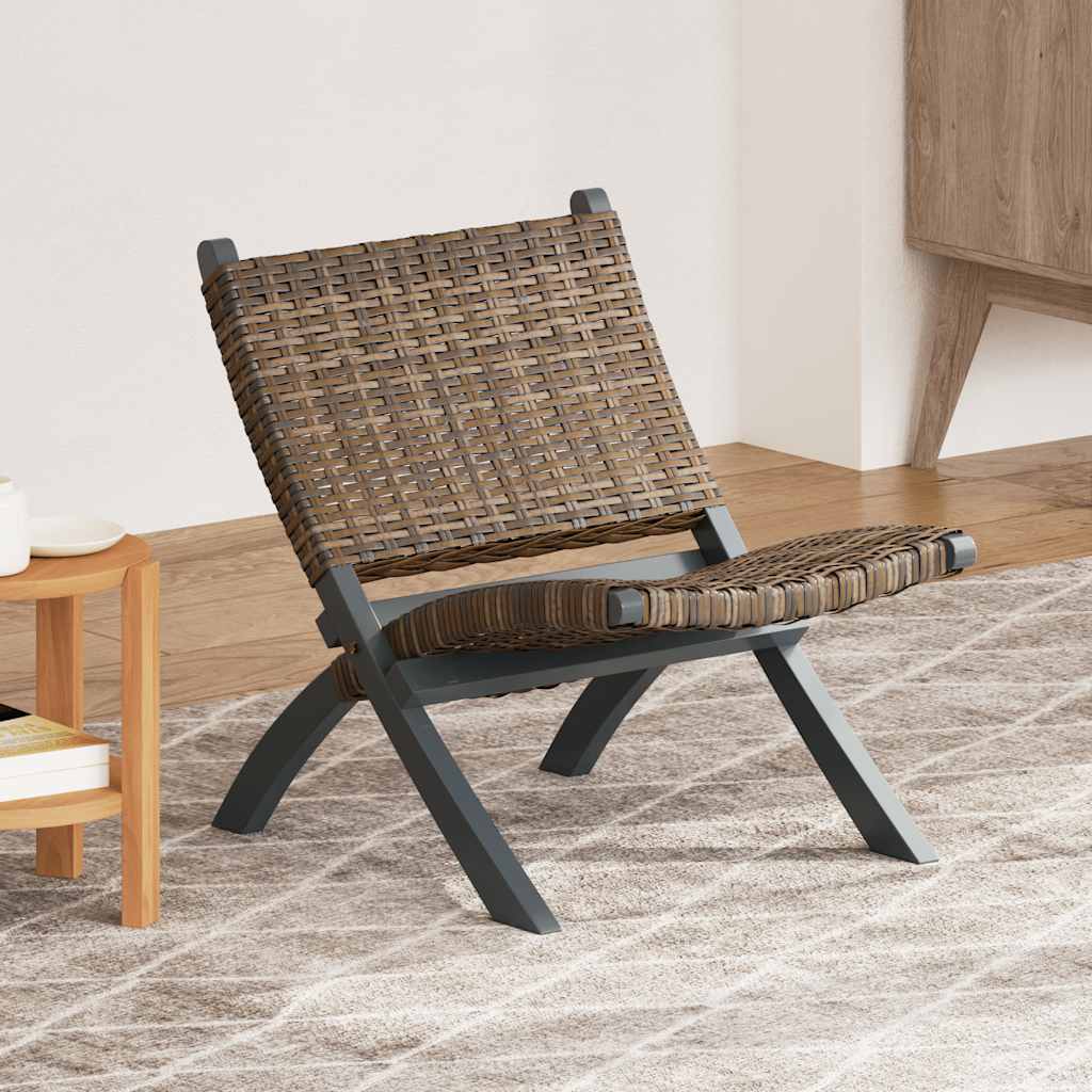 Chaise de relaxation rotin kubu naturel et bois d'acajou massif | Leroy ...
