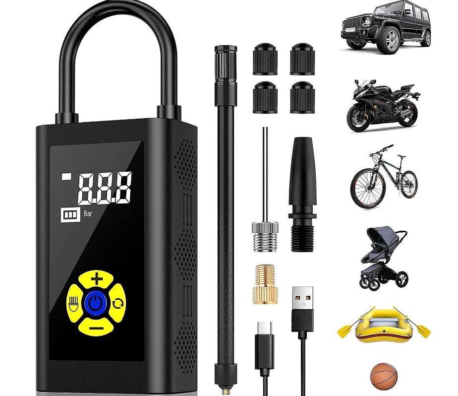 Inflador de neumáticos portátil, compresor para coche/moto con pantalla ...