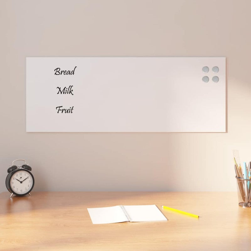 VidaXL Pizarra magnética de pared vidrio templado blanco 80x30 cm ...