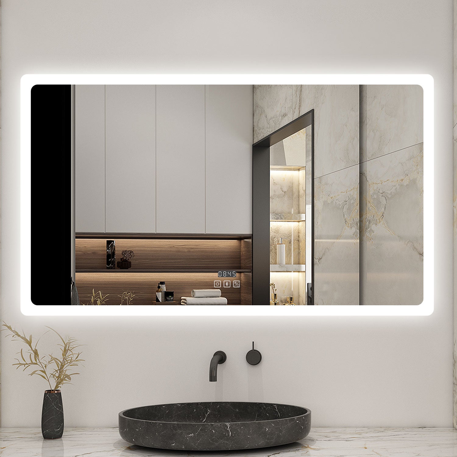 AICA Miroir lumineux rectangulaire 100 x 60cm, bluetooth + 3 couleurs ...