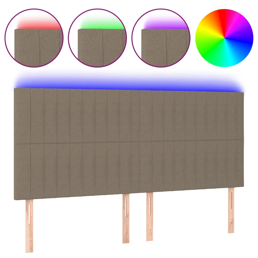 Cabecero cama - Mueble cabecero con luces LED tela gris taupe 200x5x118 ...