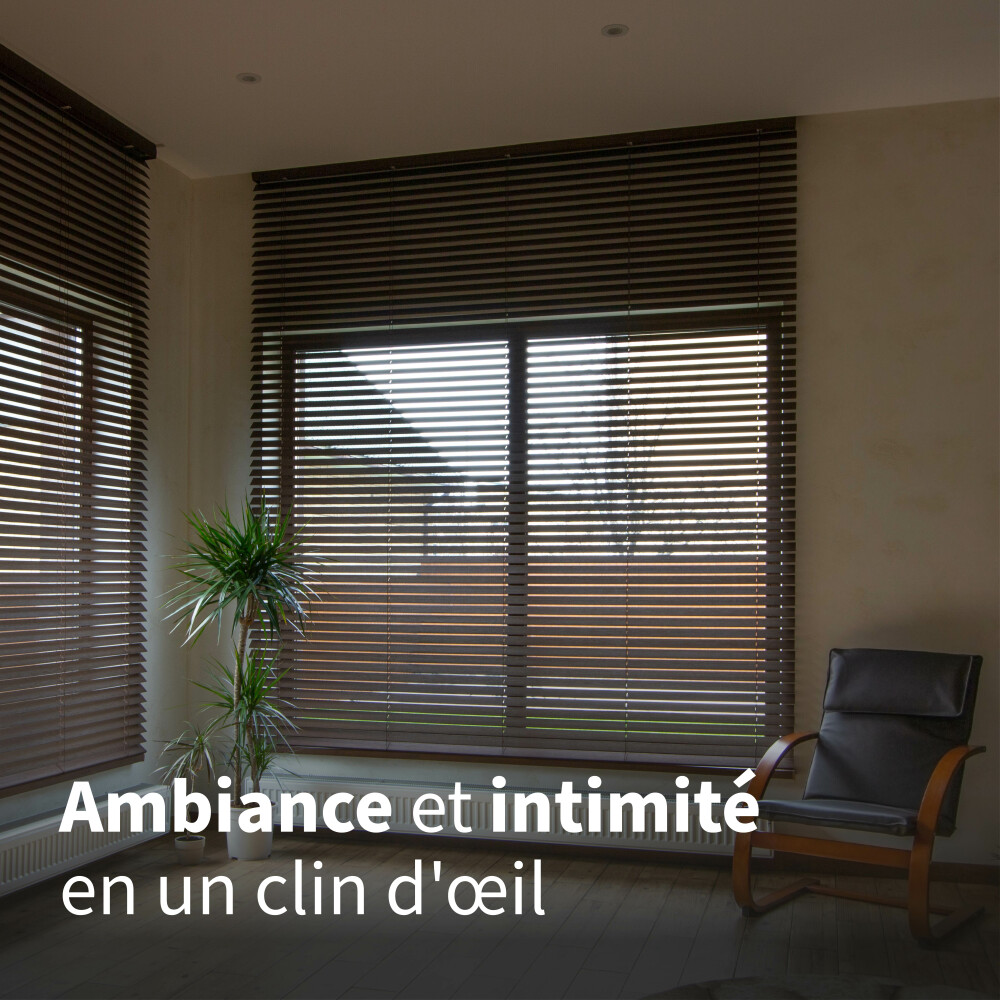 Store vénitien PVC, imitation bois, anthracite, Lames 50mm, L.90 x H ...