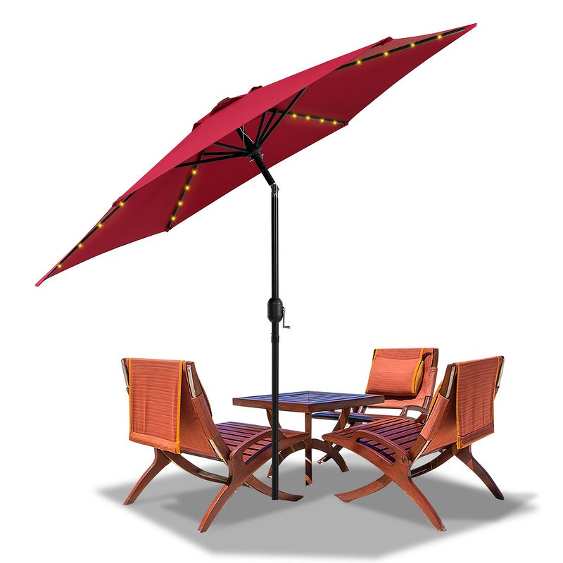 Sombrilla, sombrilla de jardín,con mecanismo de manivela y LED, Ø 270 ...