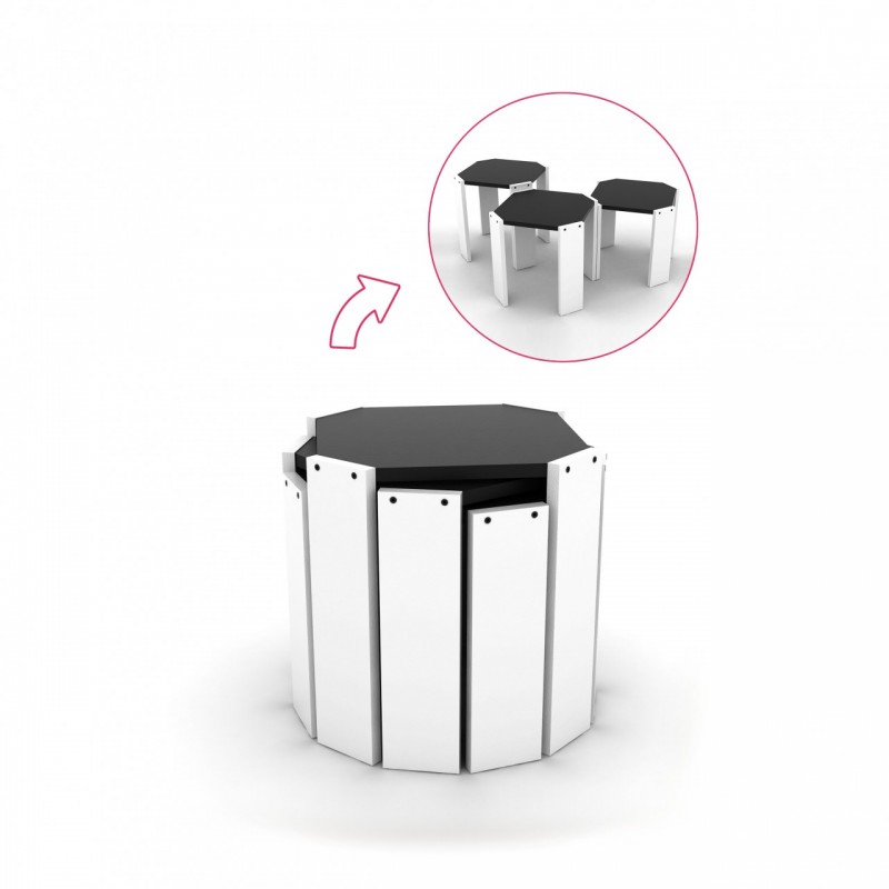 Tri tables pliables blanches avec plateau noir polyvalentes | Leroy Merlin
