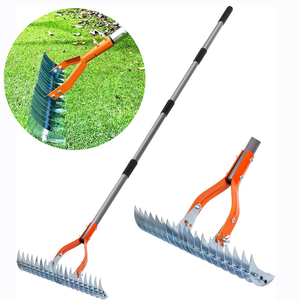 Rastrillo de jardín multifuncional para rastrojos con mango ajustable ...