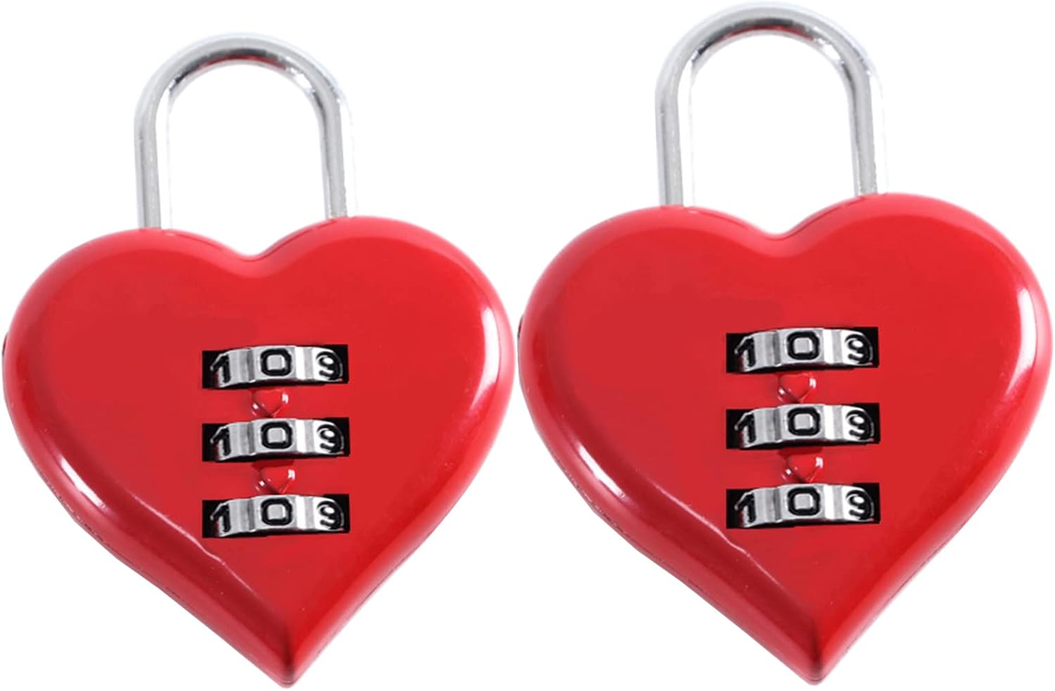 Lot de 2 cadenas en forme de cœur avec code numérique - Rouge - Petit ...