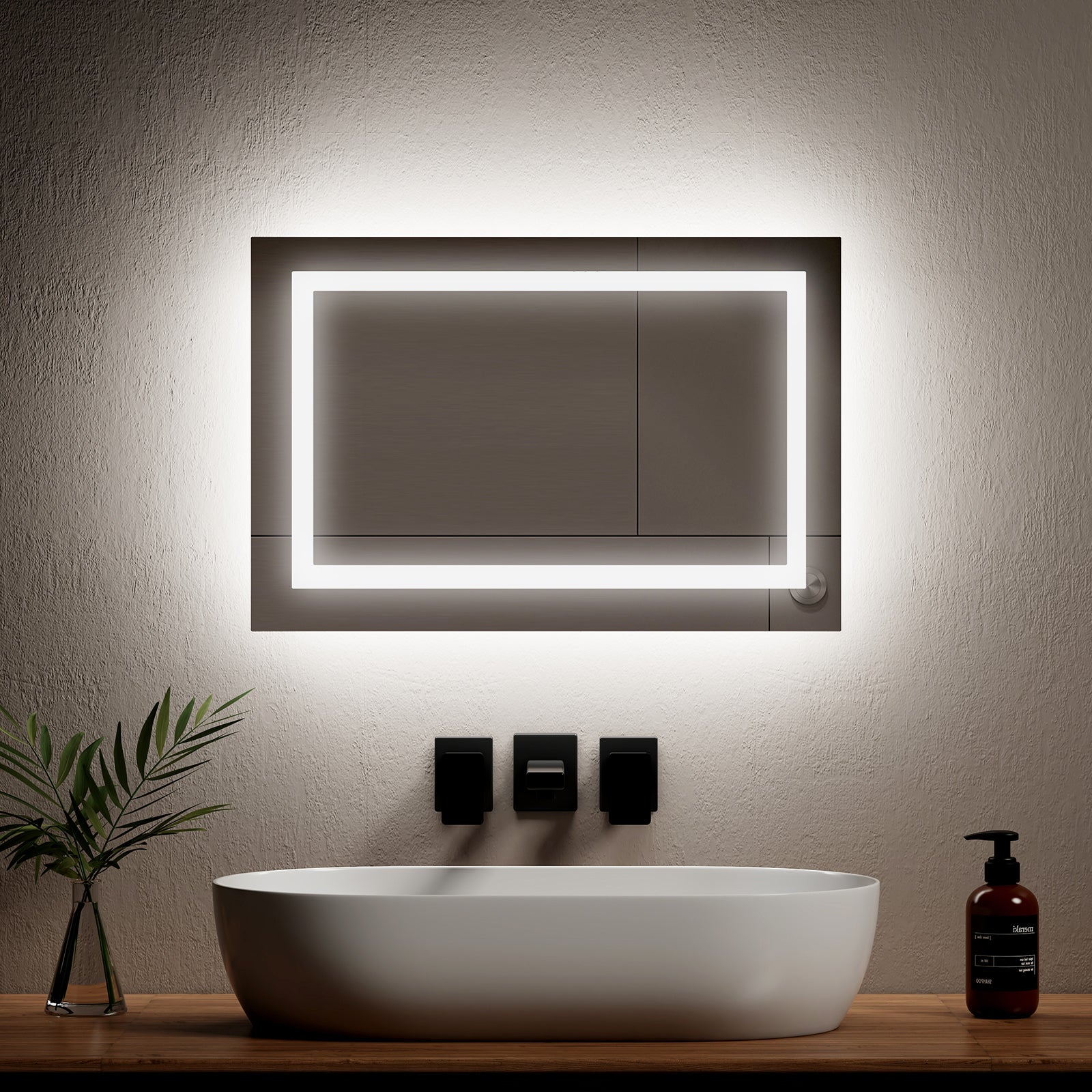 EMKE Lustro łazienkowe z oświetleniem LED 60x40 cm, z 3000/6500K ...