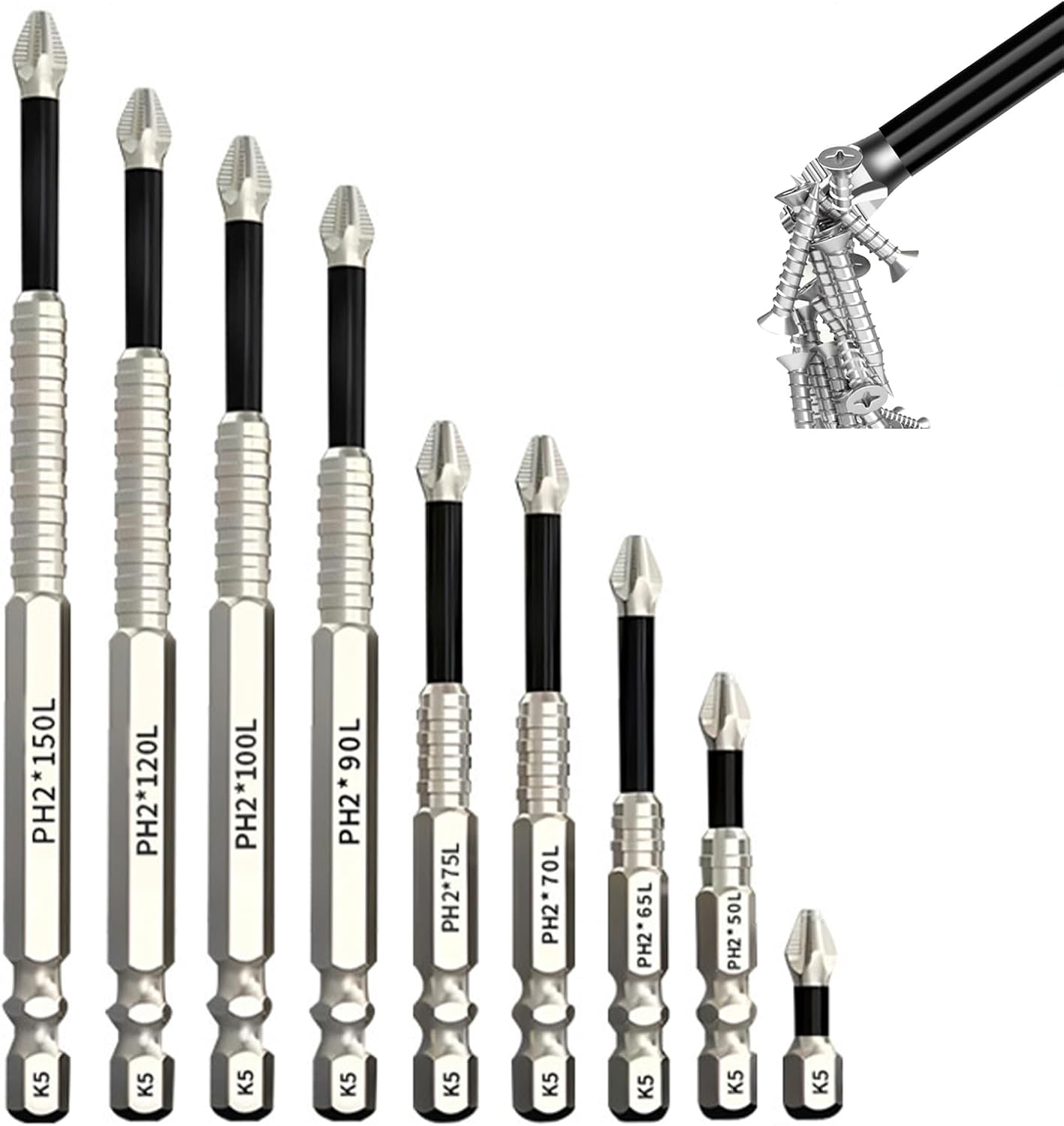 9 Pièces Embout Visseuse Aimanté Magnétique Embout Visseuse Long ...
