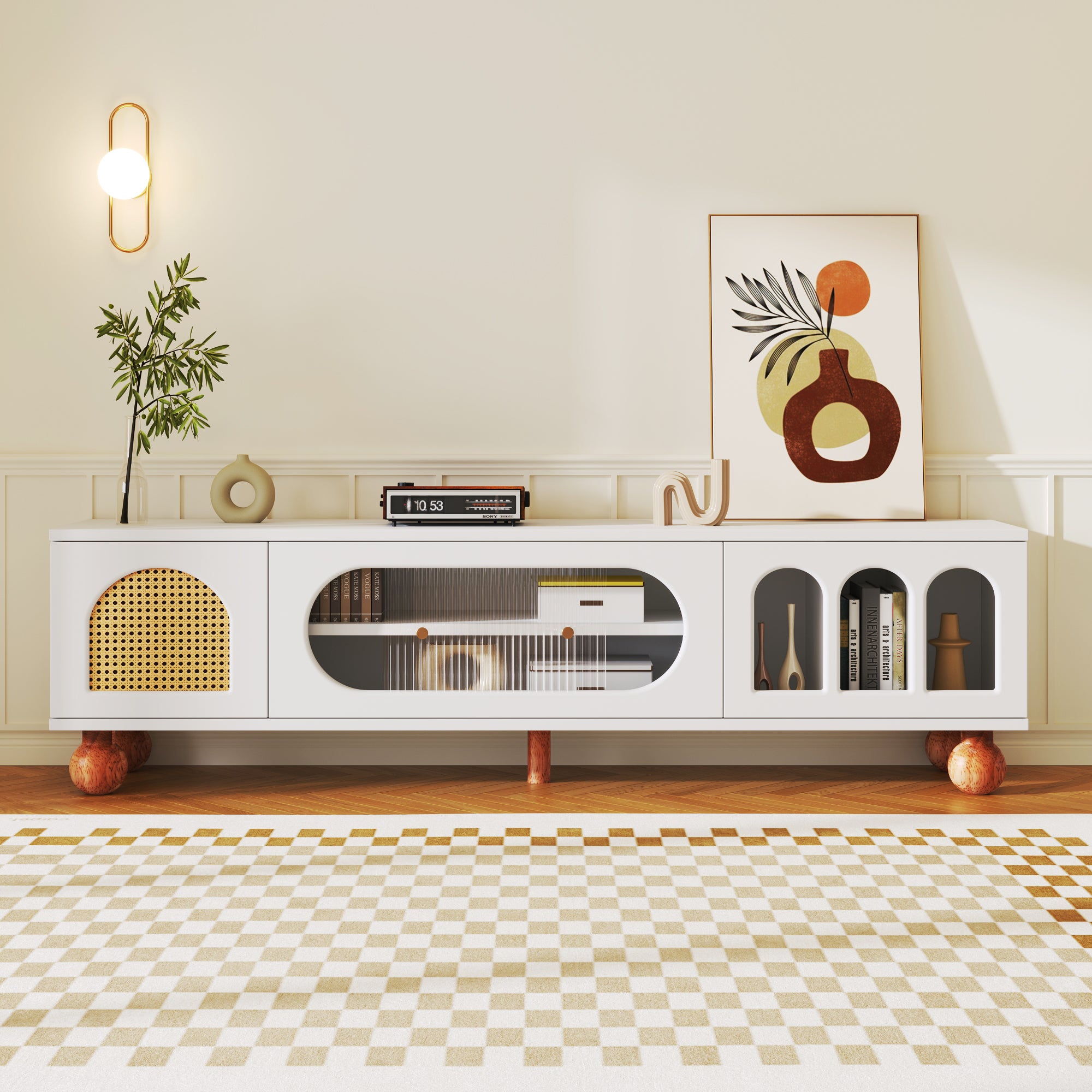 Meuble TV 170 x 37 x 47 cm avec 4 portes, adapté pour télévision de 60 ...