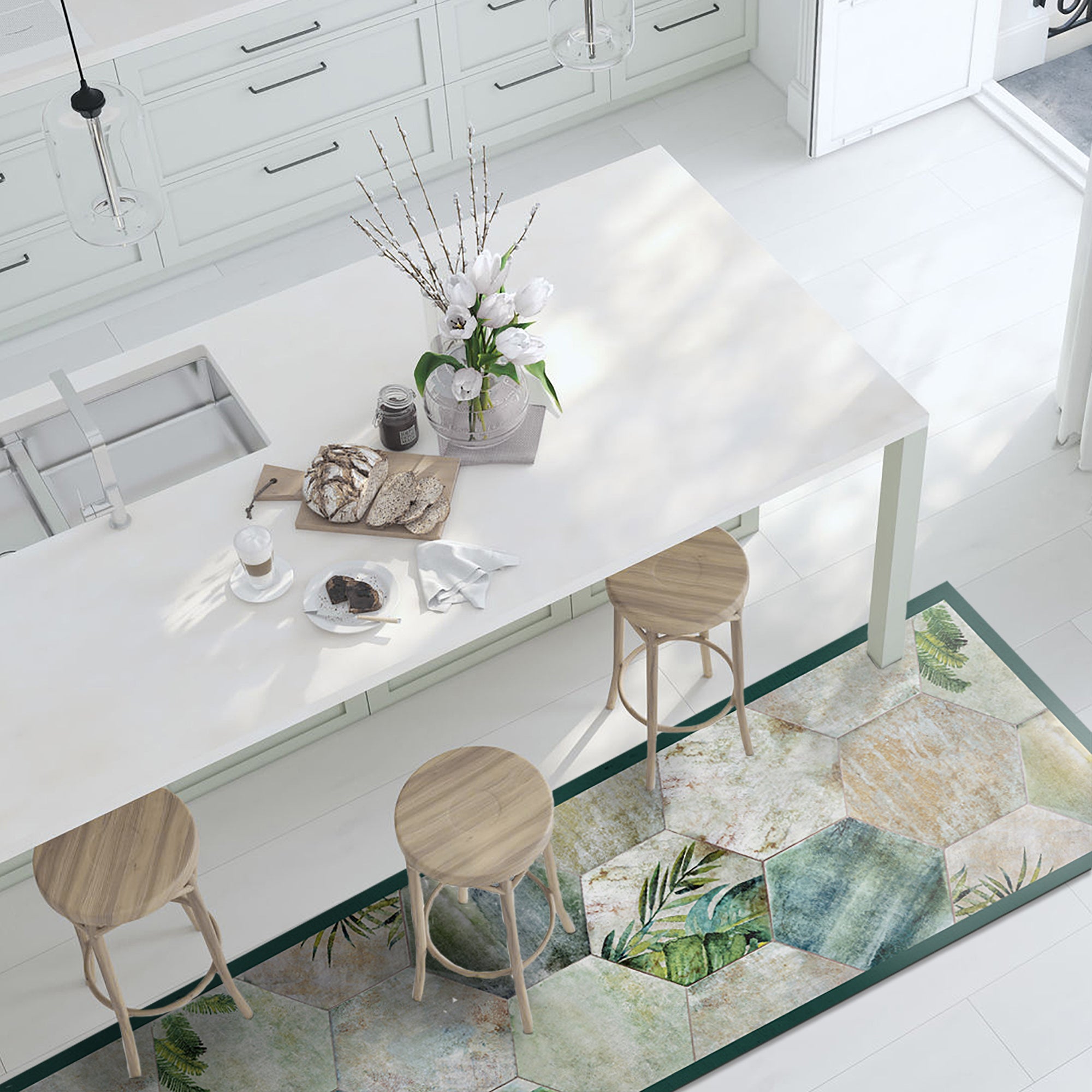 Tapis de Cuisine antidérapant en Vinyle Composition Exotique 60x300 cm ...