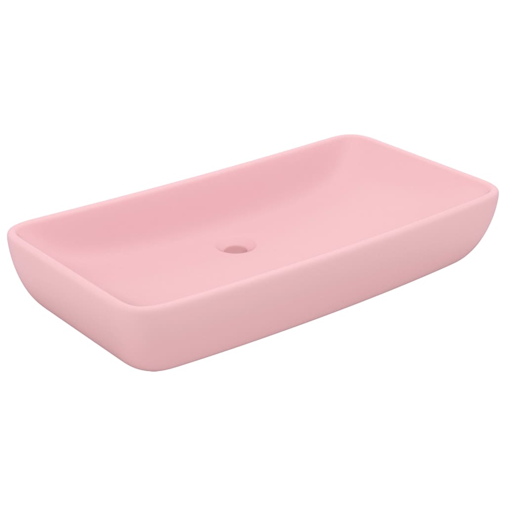 Lavabo de lujo rectangular de cerámica rosa mate 71x38 cm | Leroy Merlin