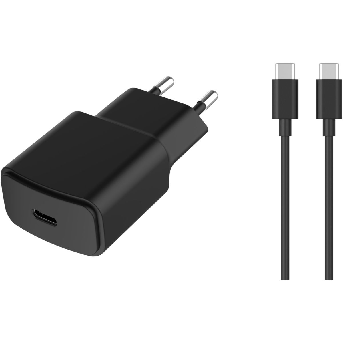Chargeur secteur ESSENTIELB 20W USB-C + cable USB-C/USB-C 1M noir ...