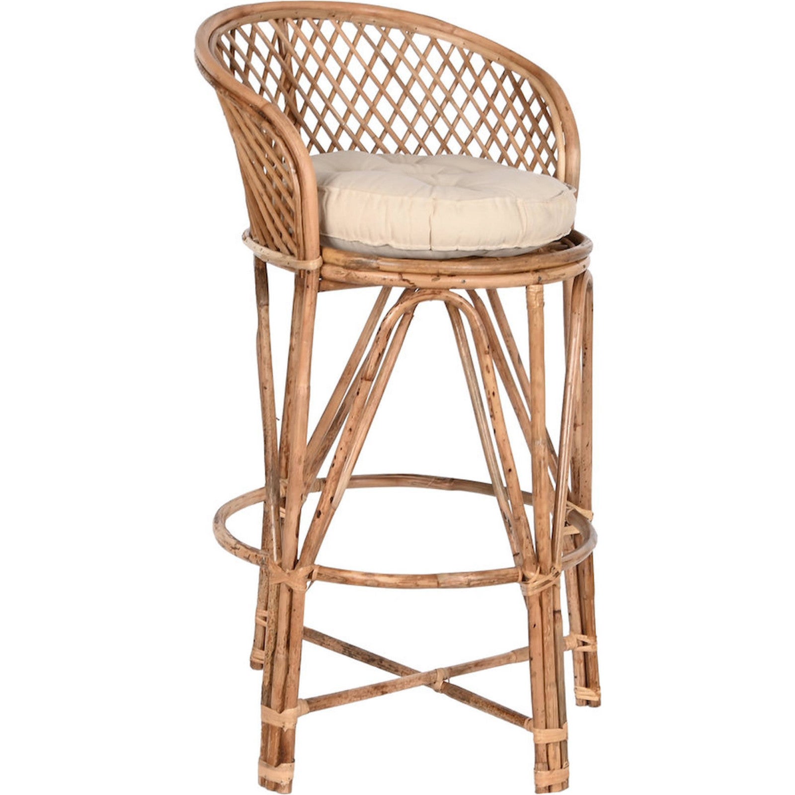 Chaise de bar élégante en rotin avec coussin confort 55 x 50 x 100 cm ...