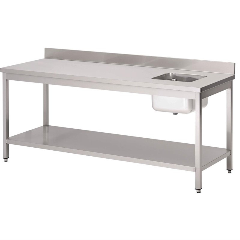 Table du Chef Inox - Bac à Droite - Gamme 700 - Gastro M - l120- L180 ...