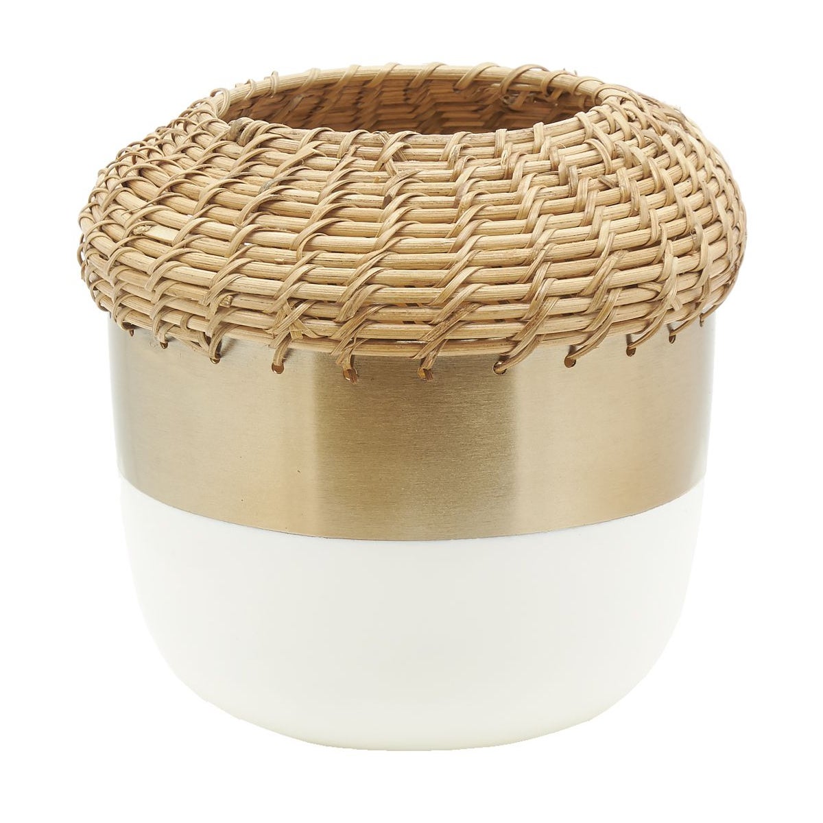 Vase en métal blanc et rotin Moyen modèle Aubry Gaspard | Leroy Merlin