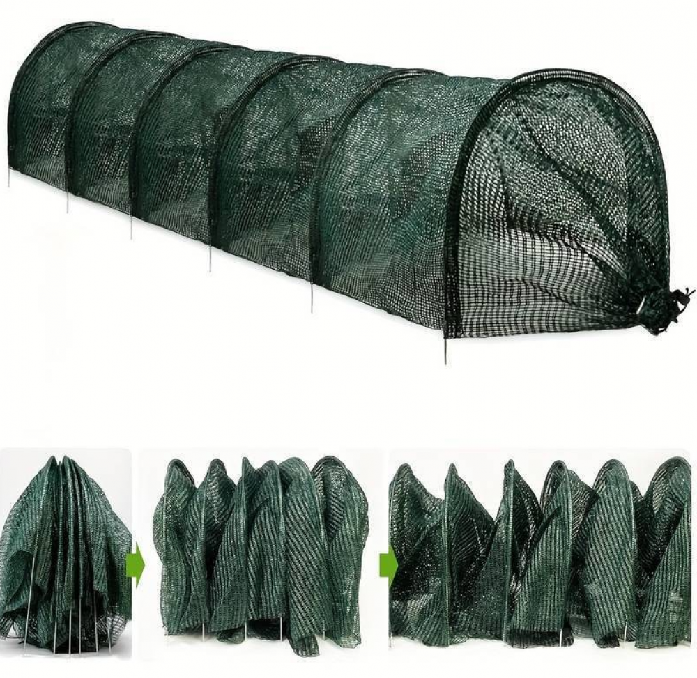 Tunnel de culture vert 3 m - Pliable, fermeture zippée, protection anti ...