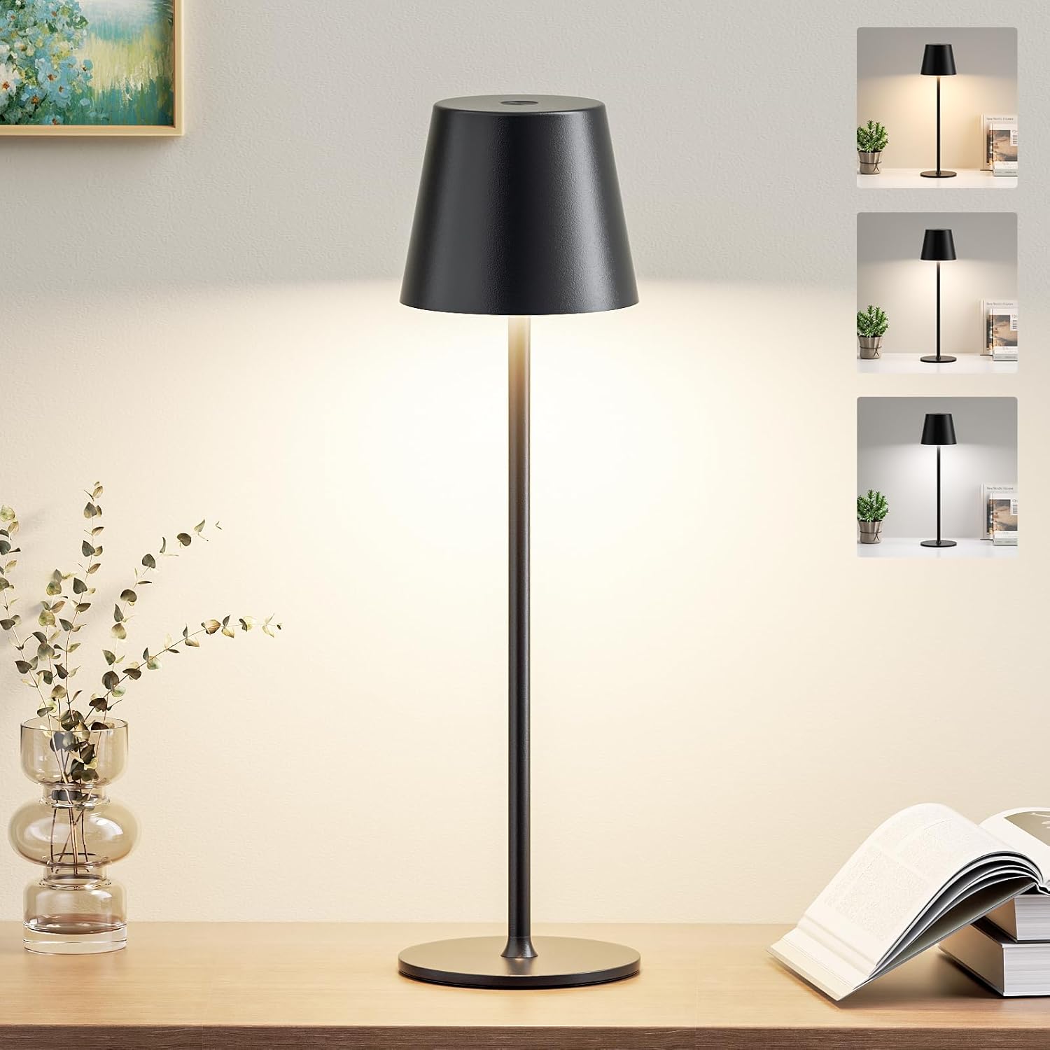 Lampe de chevet, lampe de table sans fil, lumière à couleurs ...