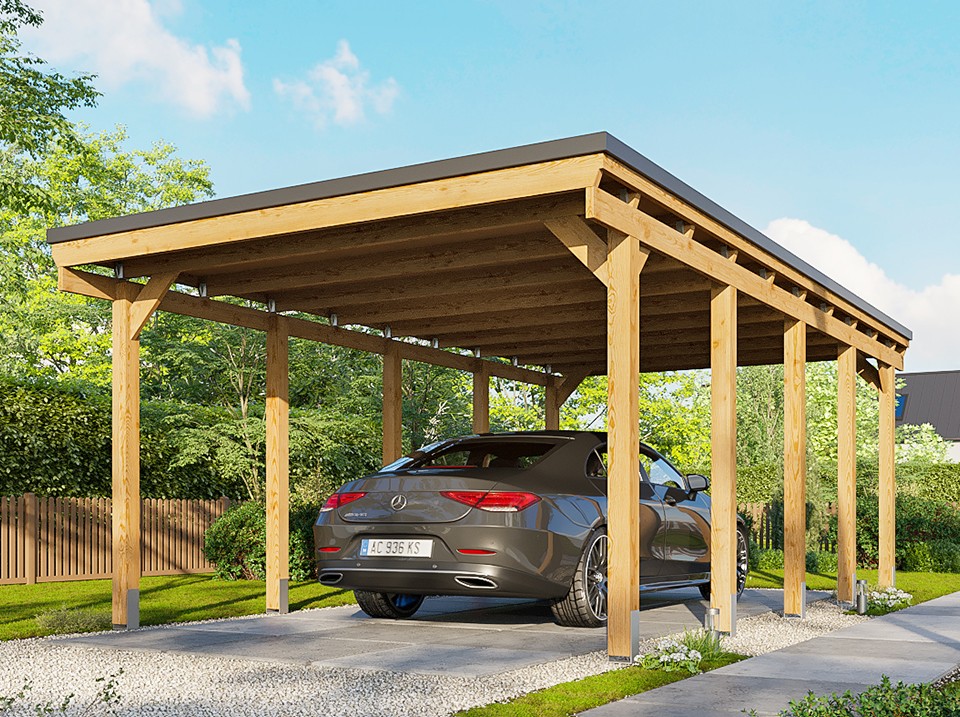 Cochera de Madera CASTELLANE - 373 x 707 - 1 Coche - Cochera - Tratado ...