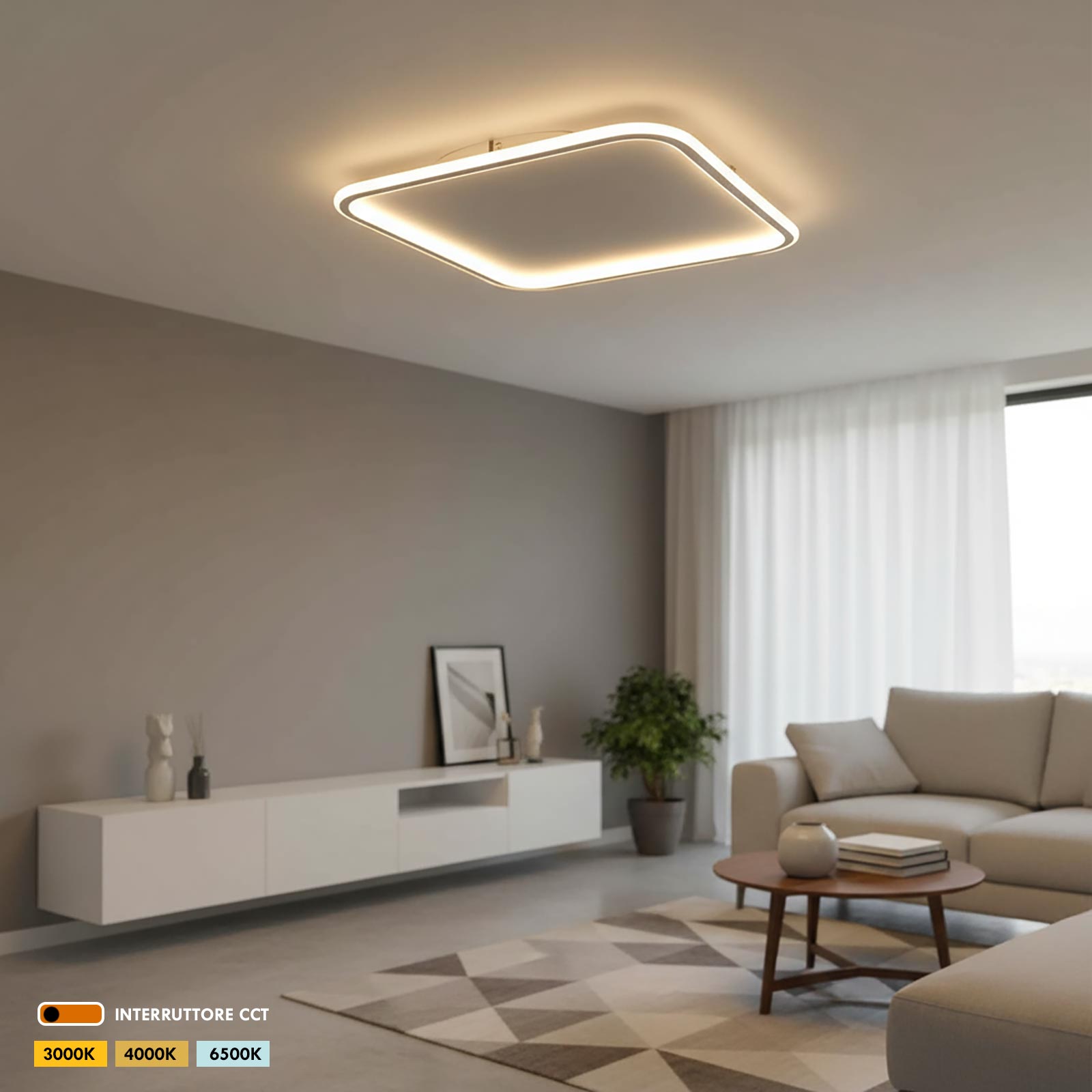 Lámpara de techo LED cuadrada 50W lámpara de techo de luz indirecta ...