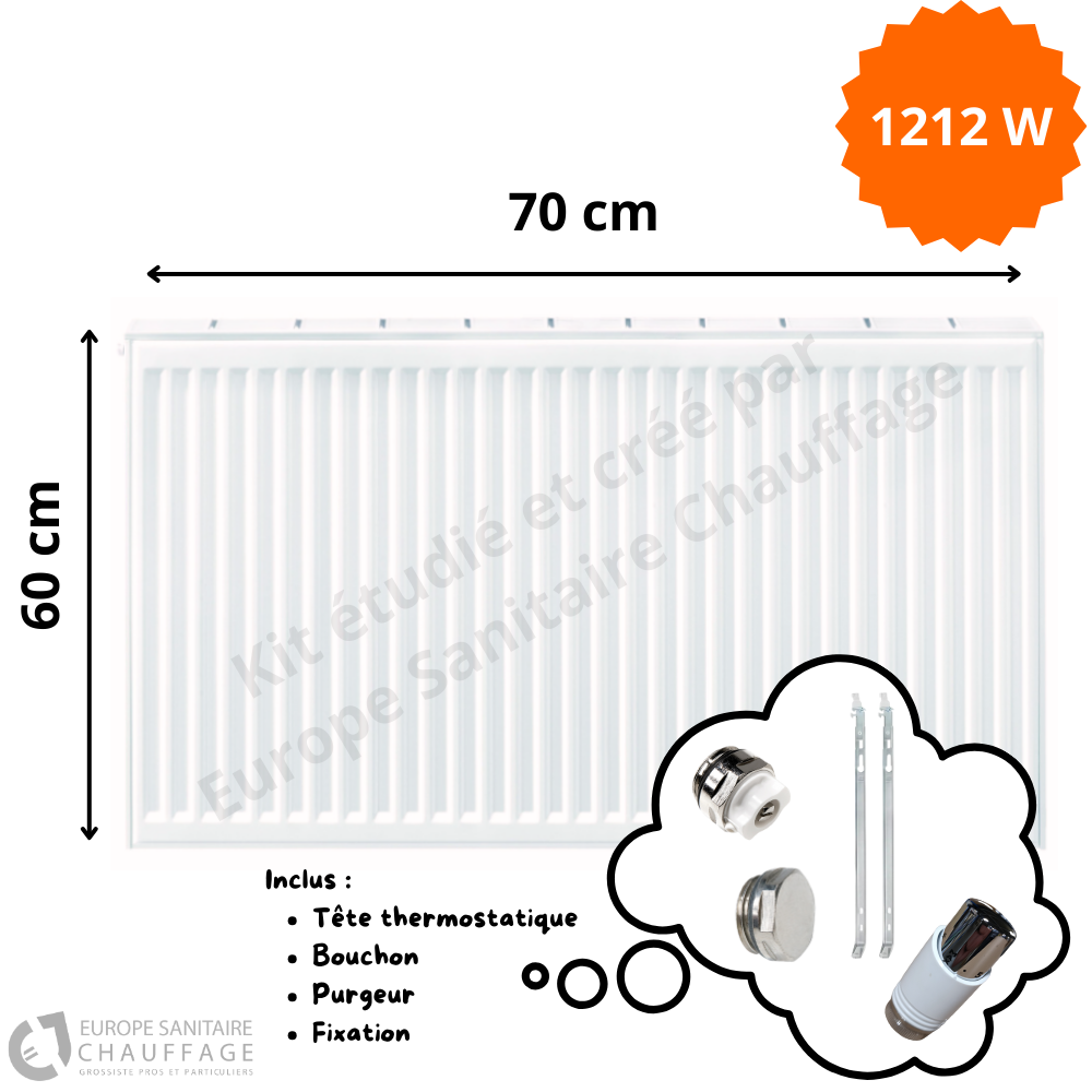 Radiateur Acier H.60 x L.70 cm Stelrad 1212W T22 | Leroy Merlin