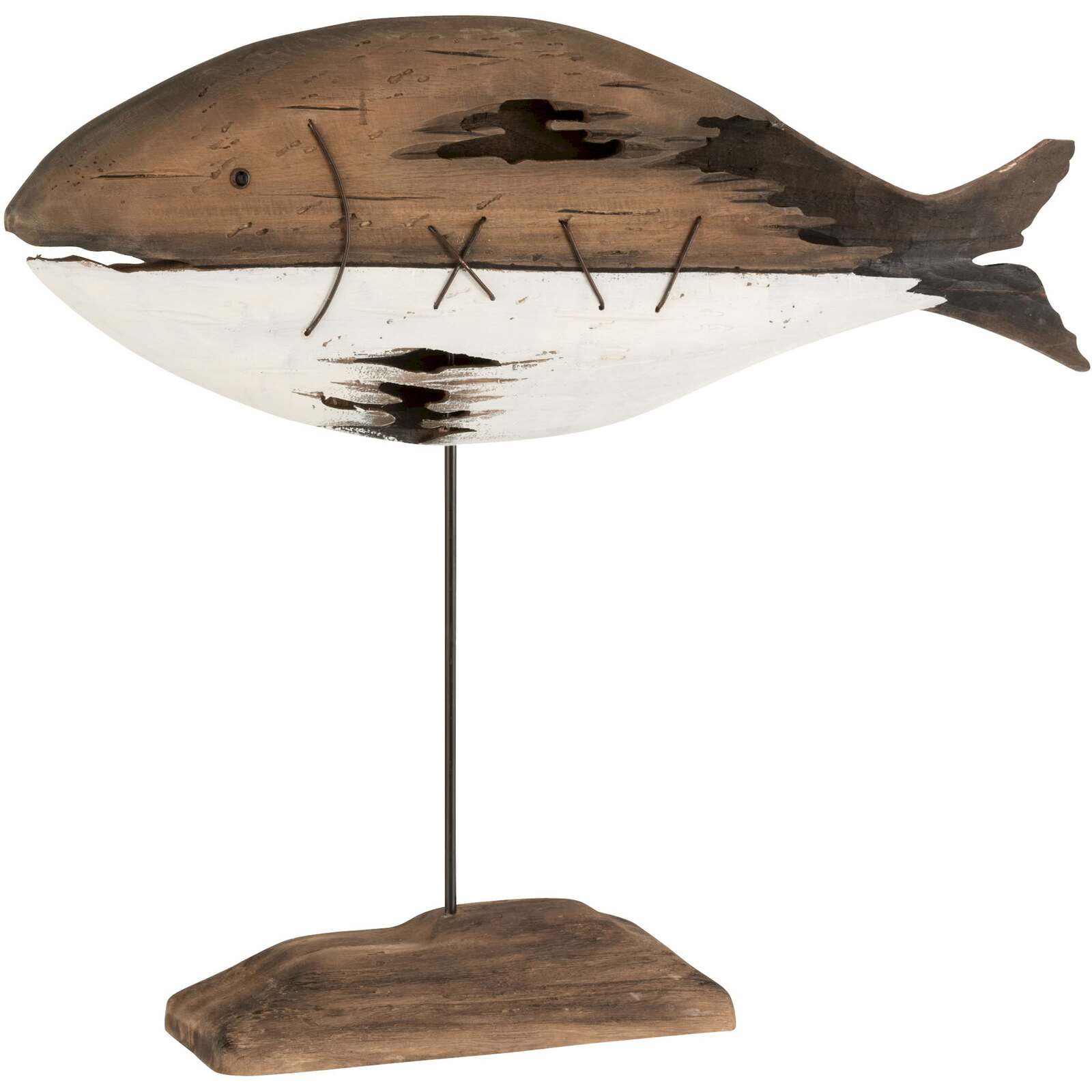 Sculpture poisson Fish Conway en Bois 58 x 13 x 55 cm Brun, blanc ...