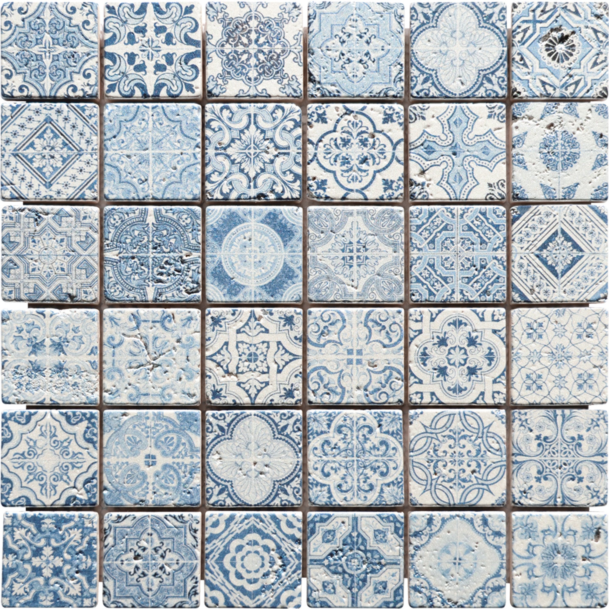 MOSAIQUE RENAISSANCE TRAVERTIN DECORE BLUE 1 PLAQUE 30,5 X 30,5 CM CASA ...