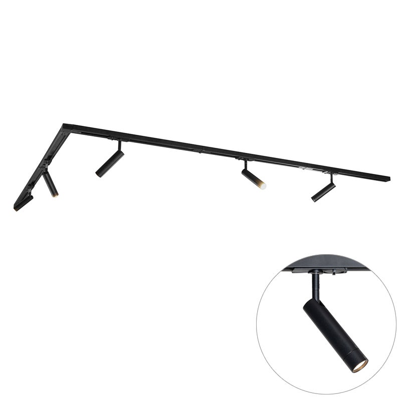 Système d'éclairage sur rail moderne avec 5 spots noirs monophasés ...