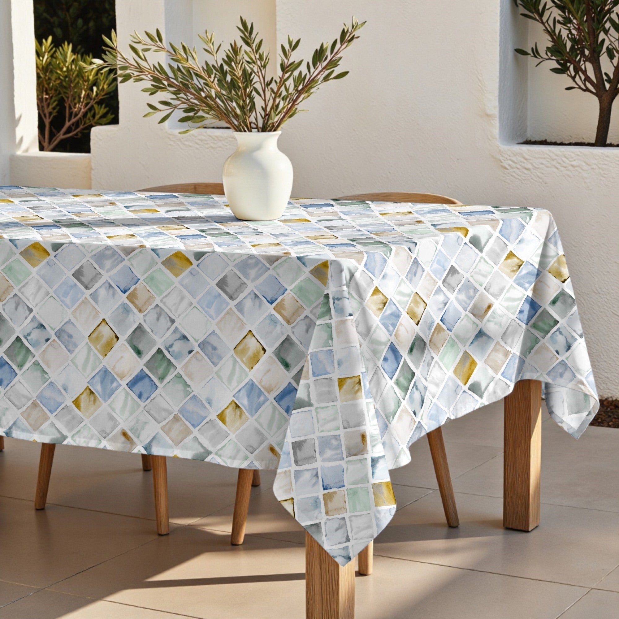 Mantel de tela Lionela Azul 4 - 400x140 cm | Leroy Merlin
