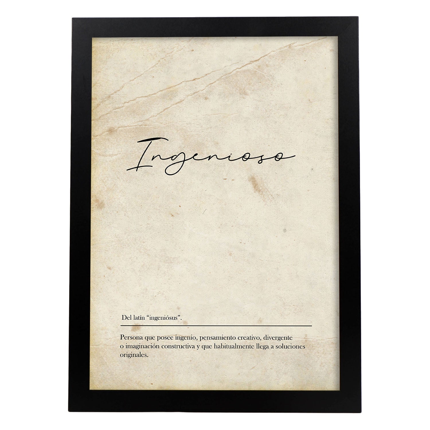Lámina Con La Definición De La Palabra Ingenioso En Con Fondo Vintage ...