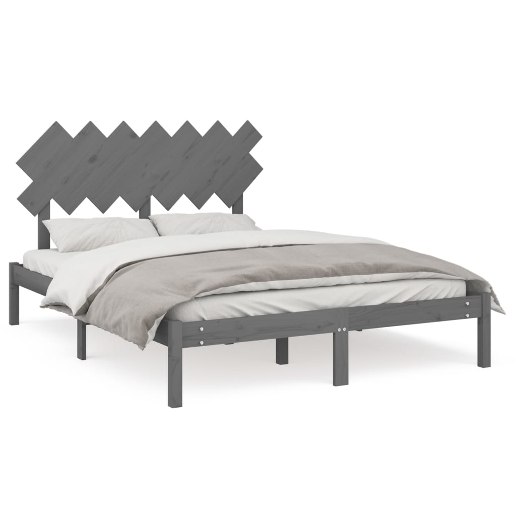 Lit double | Lit adulte | Cadre de lit Gris 150x200 cm Très grand Bois ...