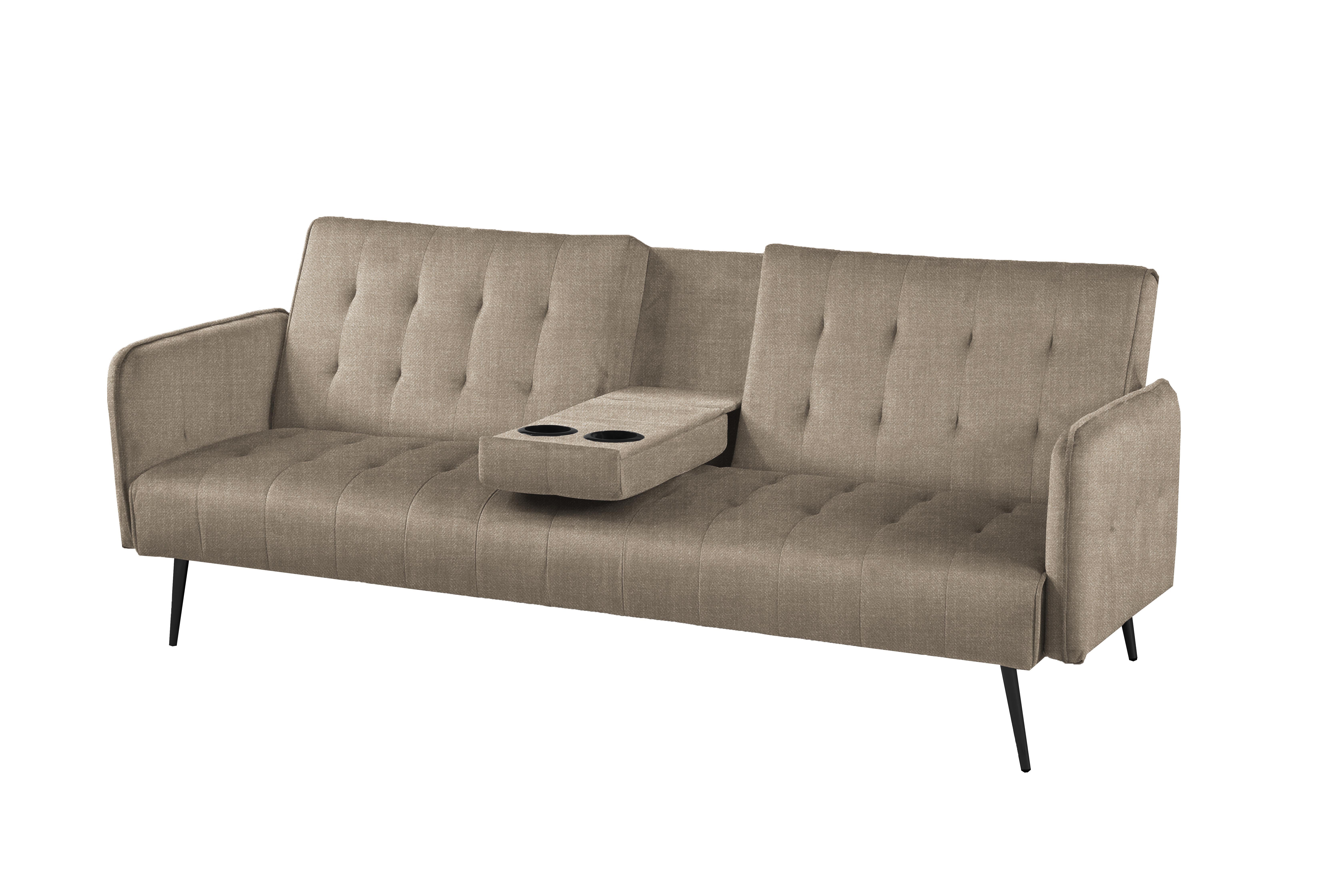 Sofá Cama Moderno de 3 Plazas Beige con Reposabrazos Reclinado | Leroy ...