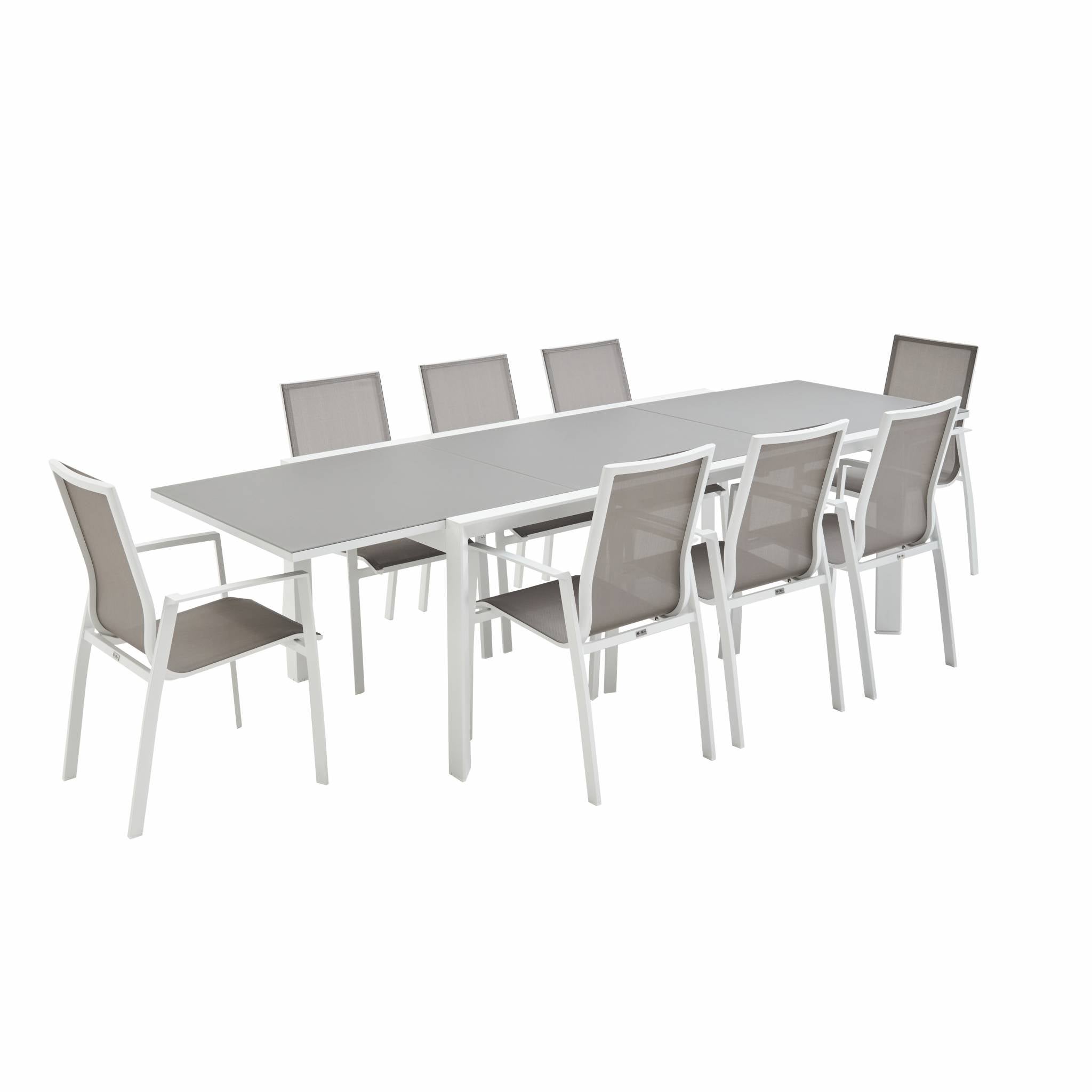 Table de jardin extensible aluminium + 8 assises - Washington Taupe ...