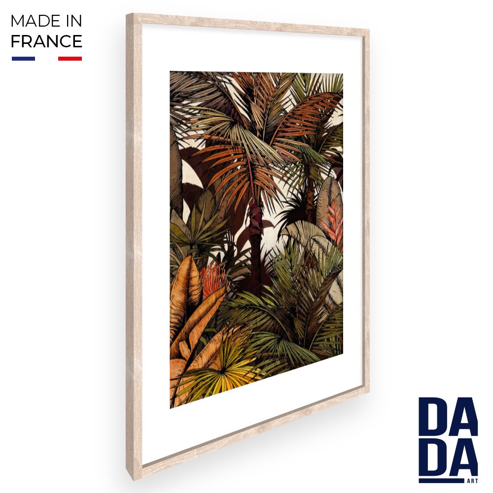 Image encadrée avec cadre CHÊNE / 50x70cm / Palmiers exotiques / Créé ...