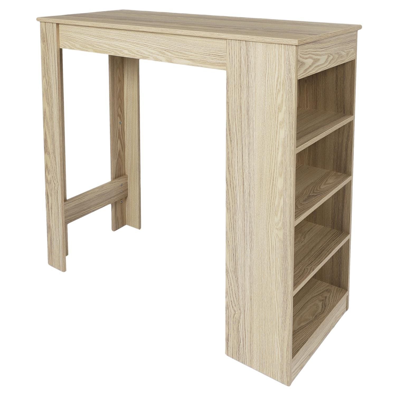 Table de bar mange debout avec 4 niches de rangement - Marron | Leroy ...