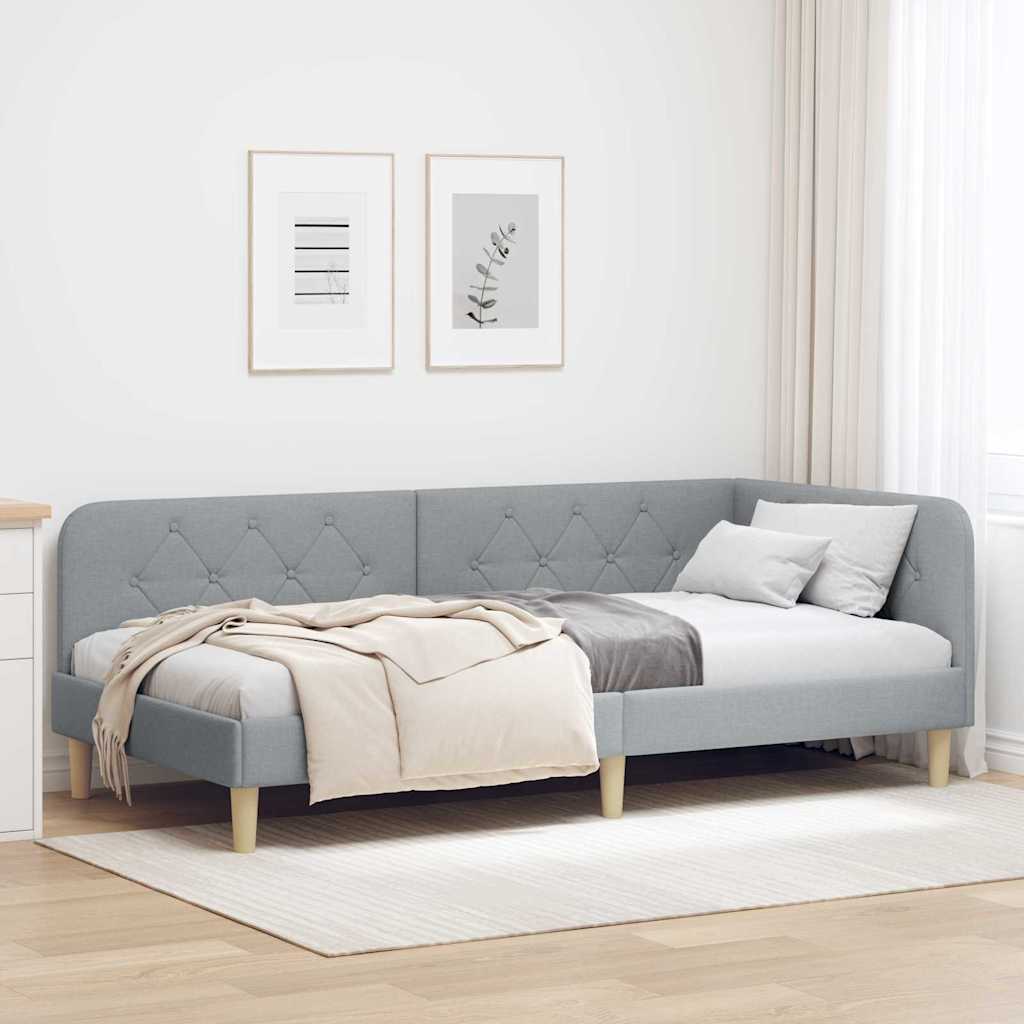 Cadre de lit d'angle Gris clair 90 x 190 cm tissu | Leroy Merlin