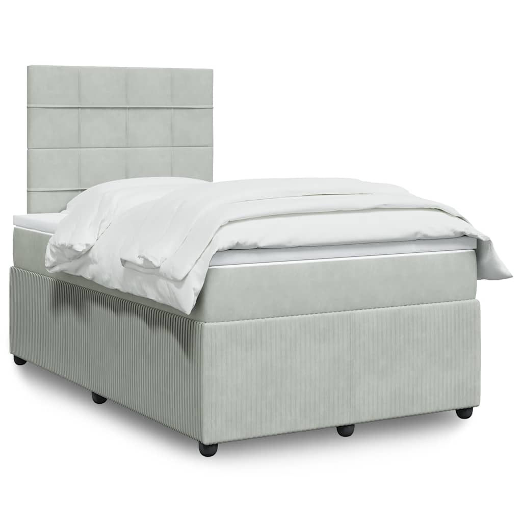 Cama box spring con colchón terciopelo gris claro 120x200 cm | Leroy Merlin
