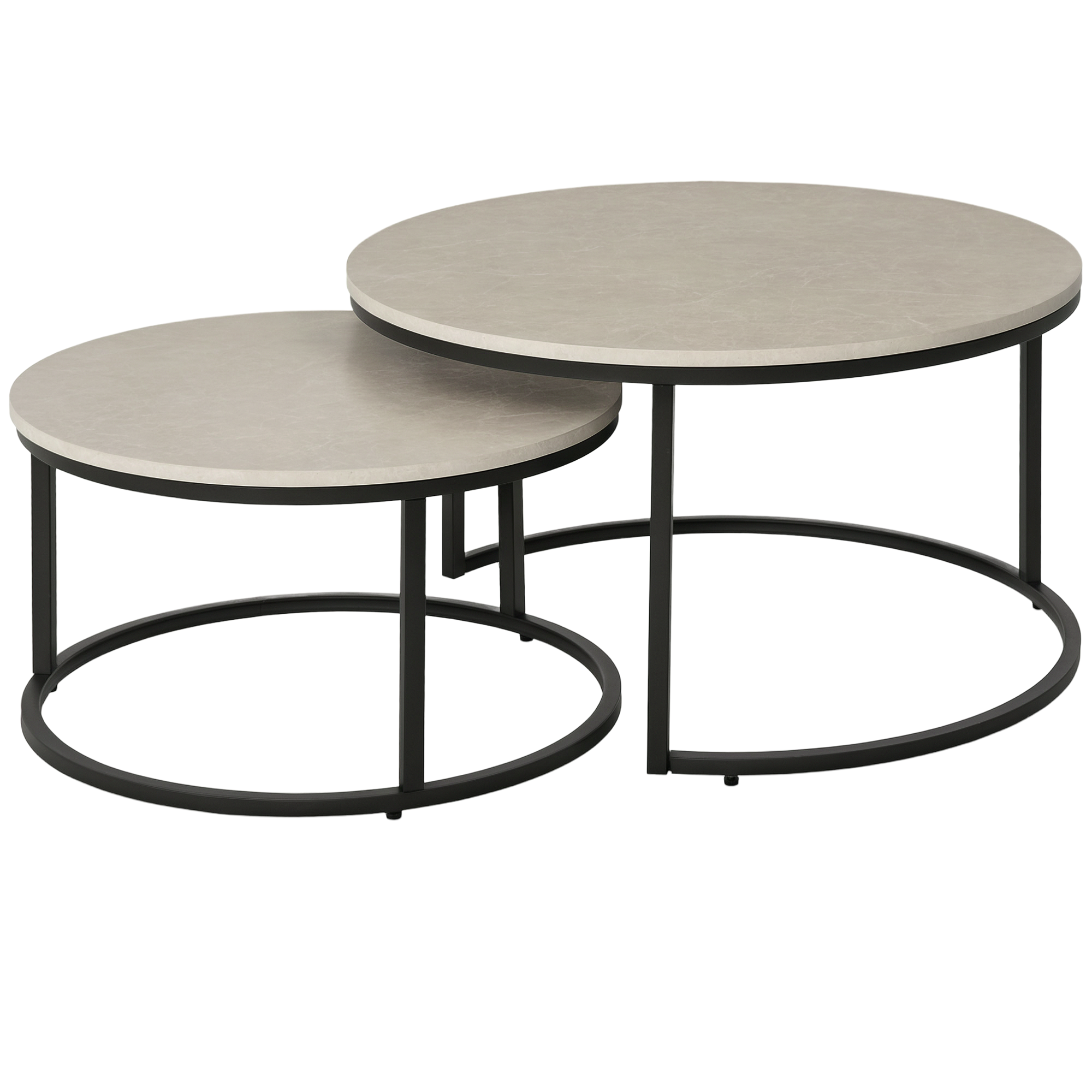 Lot de 2 tables basses gigogne empilables,pieds de style industriel en ...