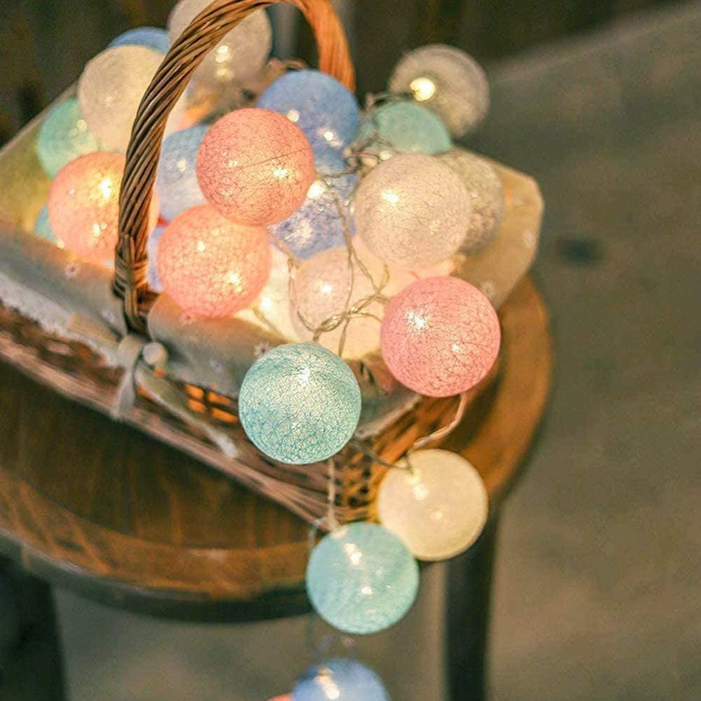 Ghirlanda luminosa con palline di cotone - 2 m 10 LED - Colore macaron ...