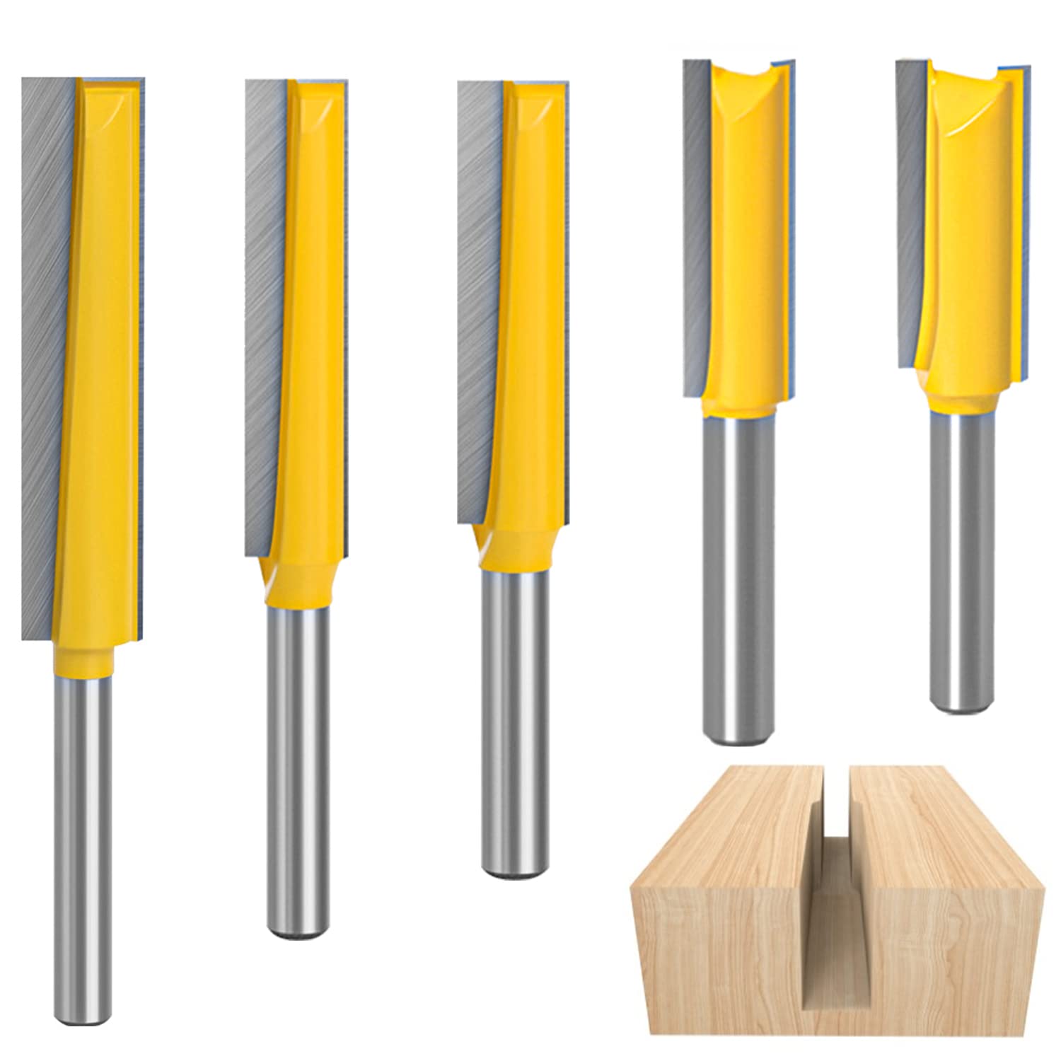 5 Pièces Fraise Defonceuse 8mm, Fraise à Copier, Mèches Carbide Router Bits, Fraise Bois Extra ...