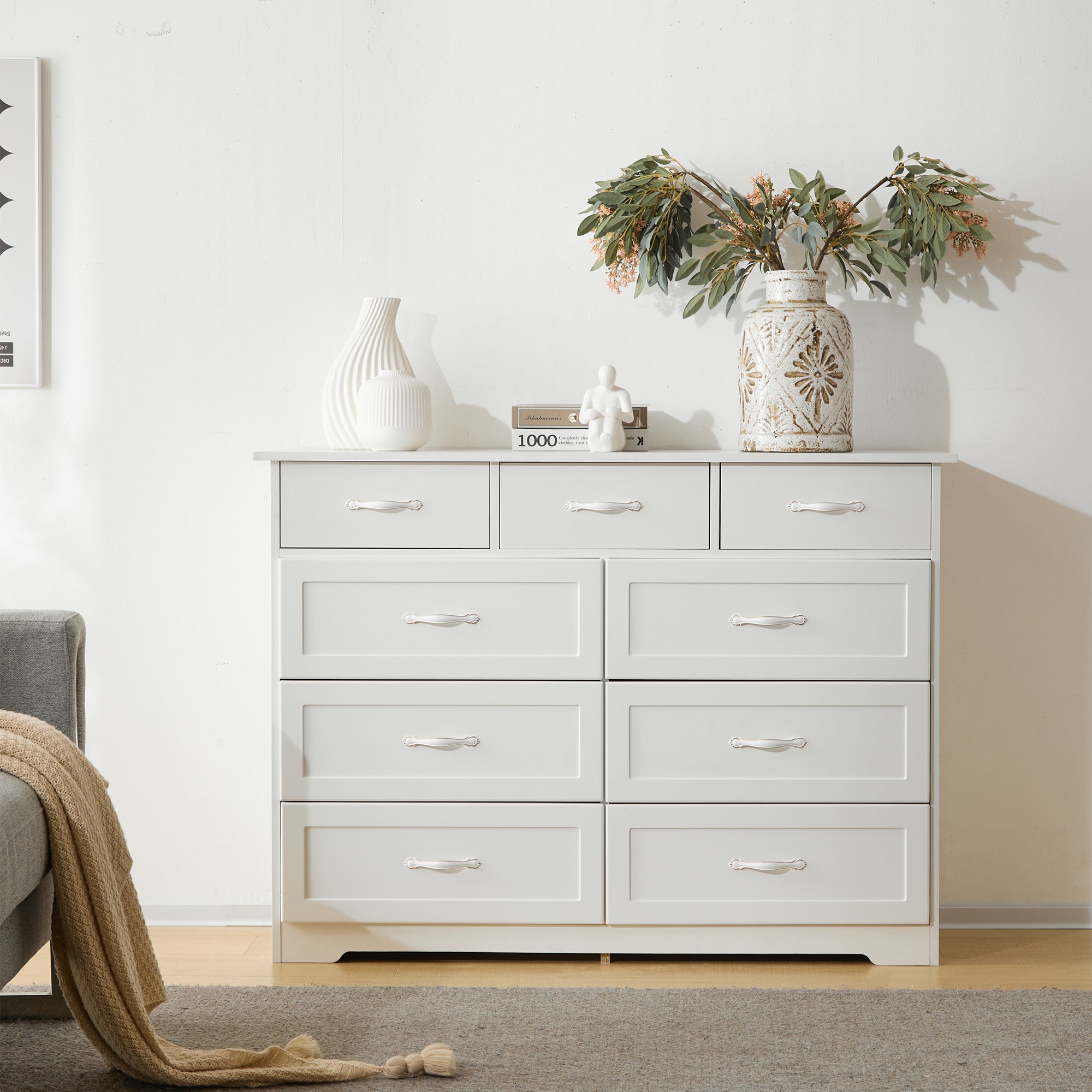 Commode, 6 compartiments, motif vagues peint, coins résistants aux ...