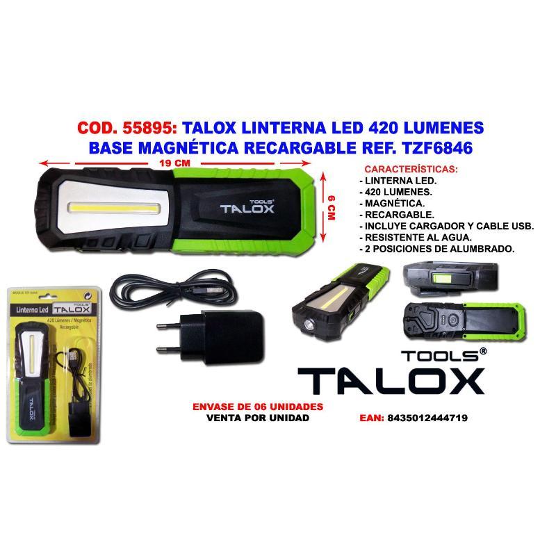 Talox linterna led 420 lumenes base magnetica recargable tzf6846 ...