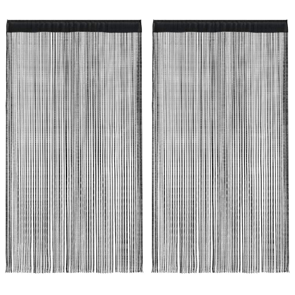 Rideau en fils 2 pcs 100 x 250 cm Noir | Leroy Merlin