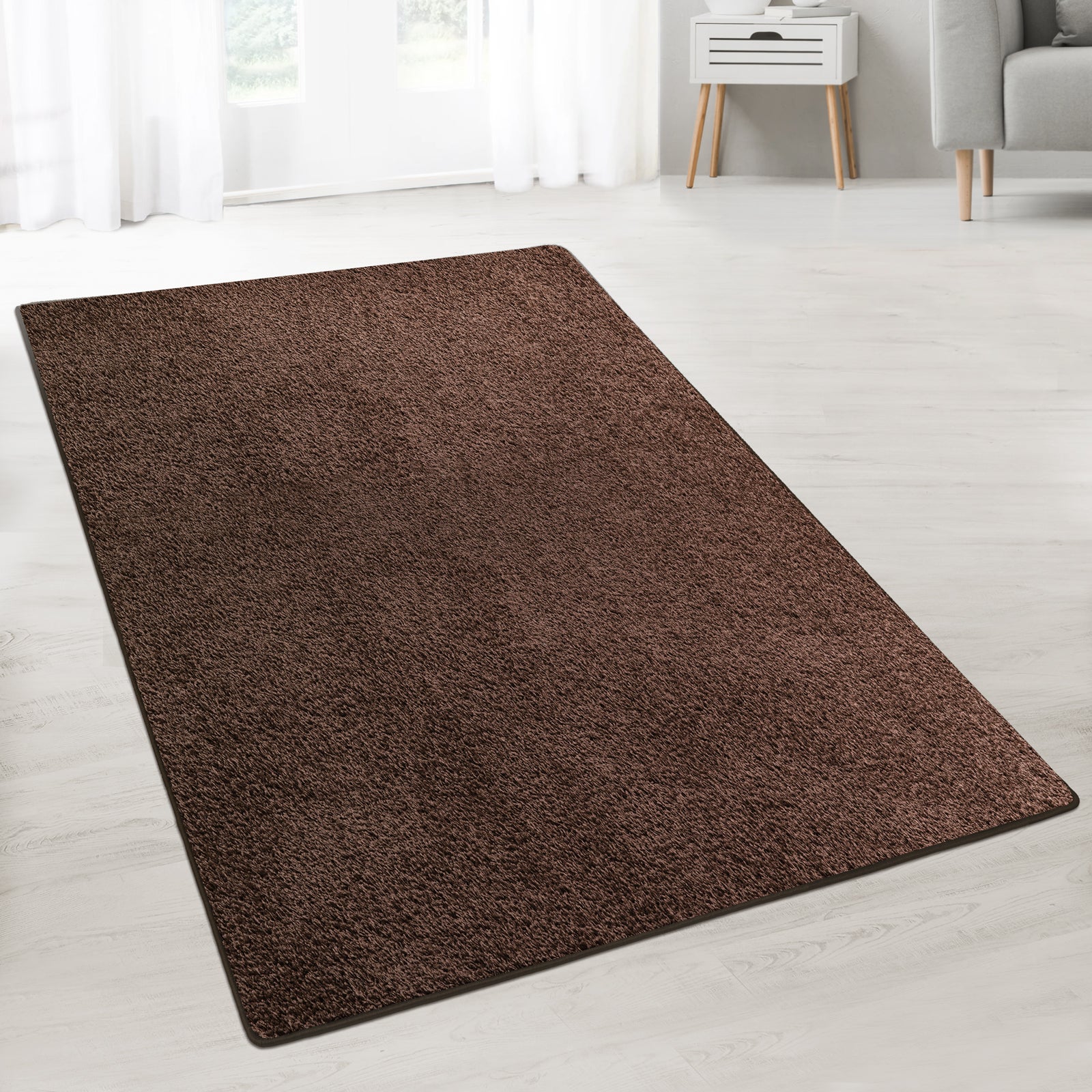 Tappeto Shaggy Barcelona Marrone scuro 100 x 450 cm | Leroy Merlin