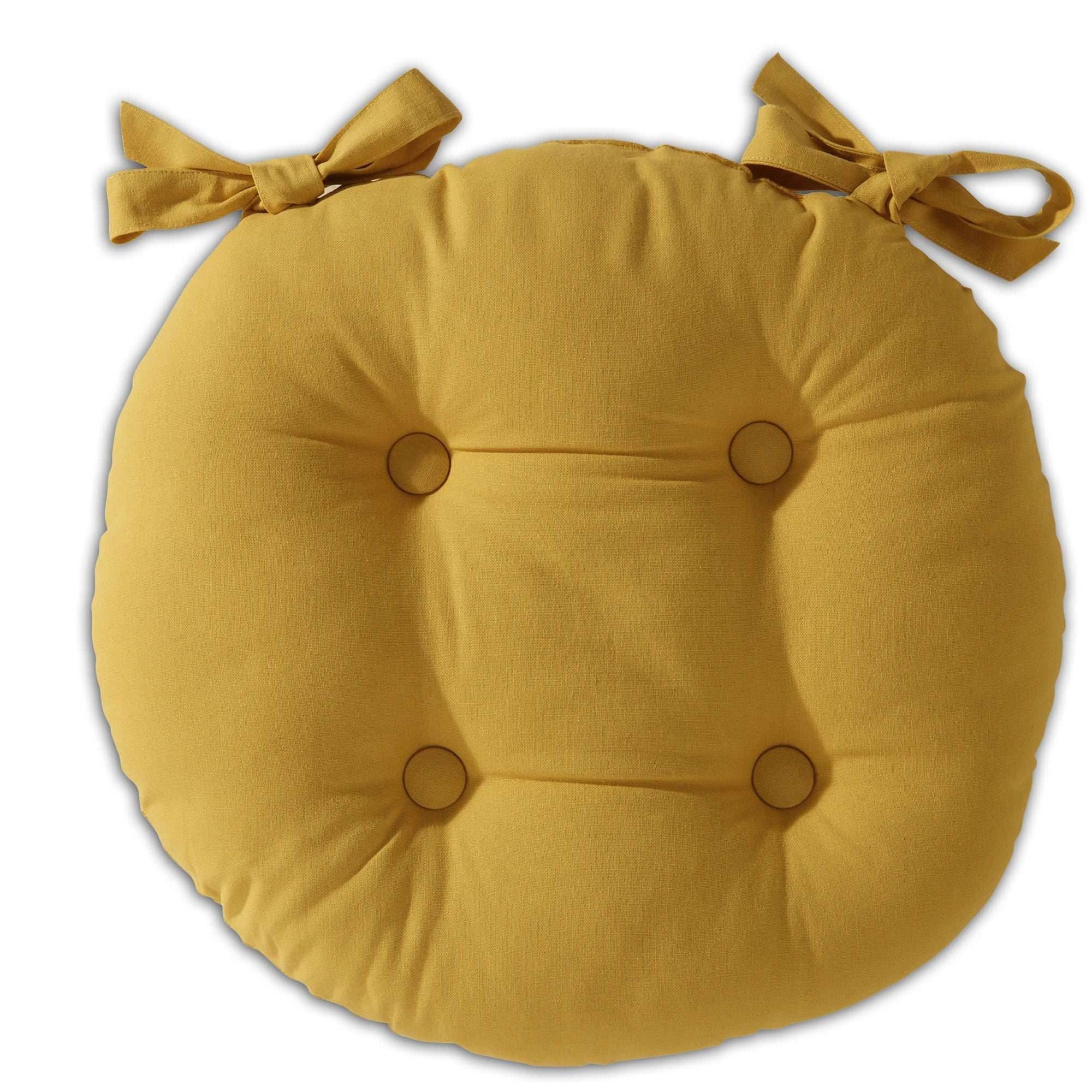 Lot de 2 galettes LOLI ronde jaune curry en coton | Leroy Merlin