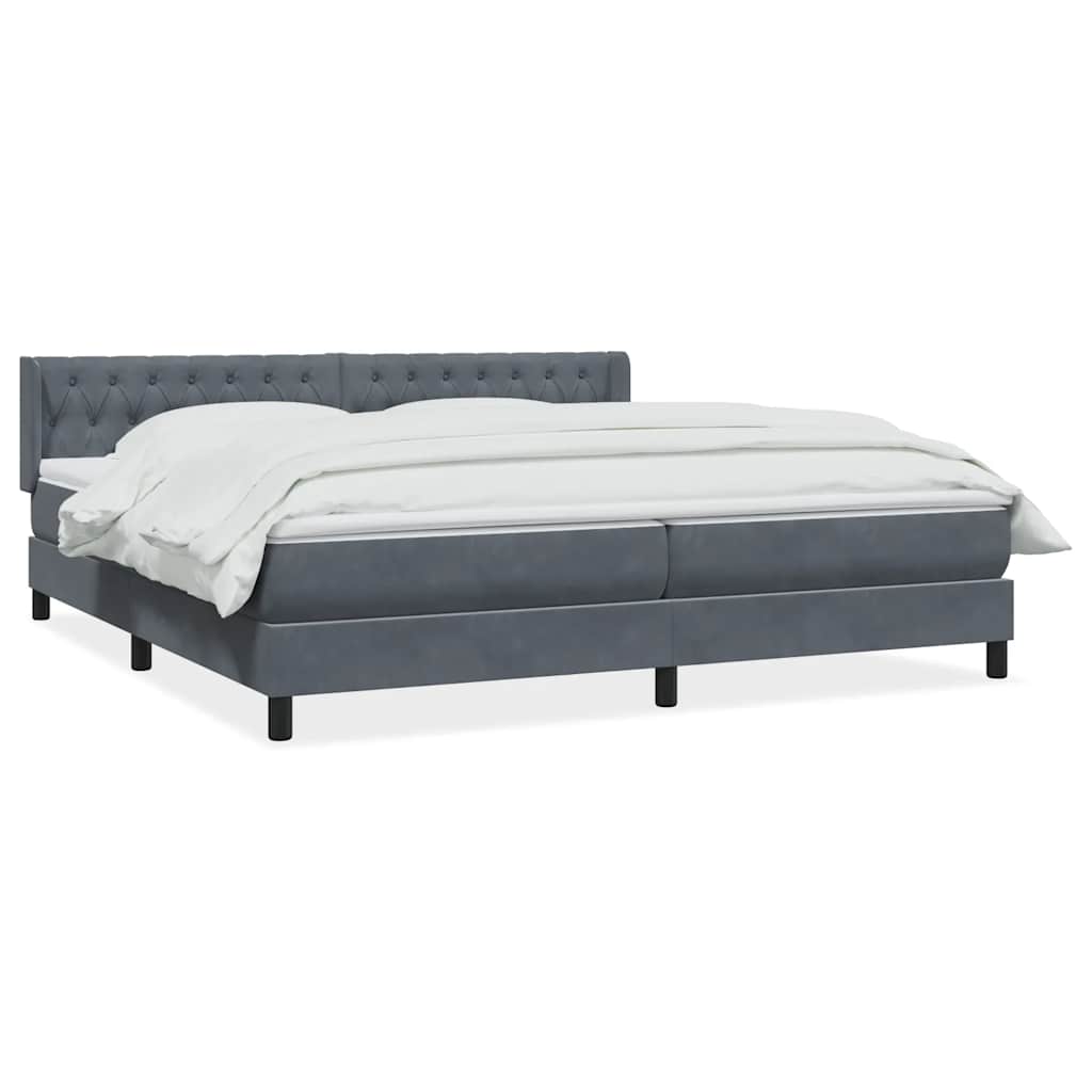 Letto box spring con materasso in velluto grigio scuro 180x210 cm ...
