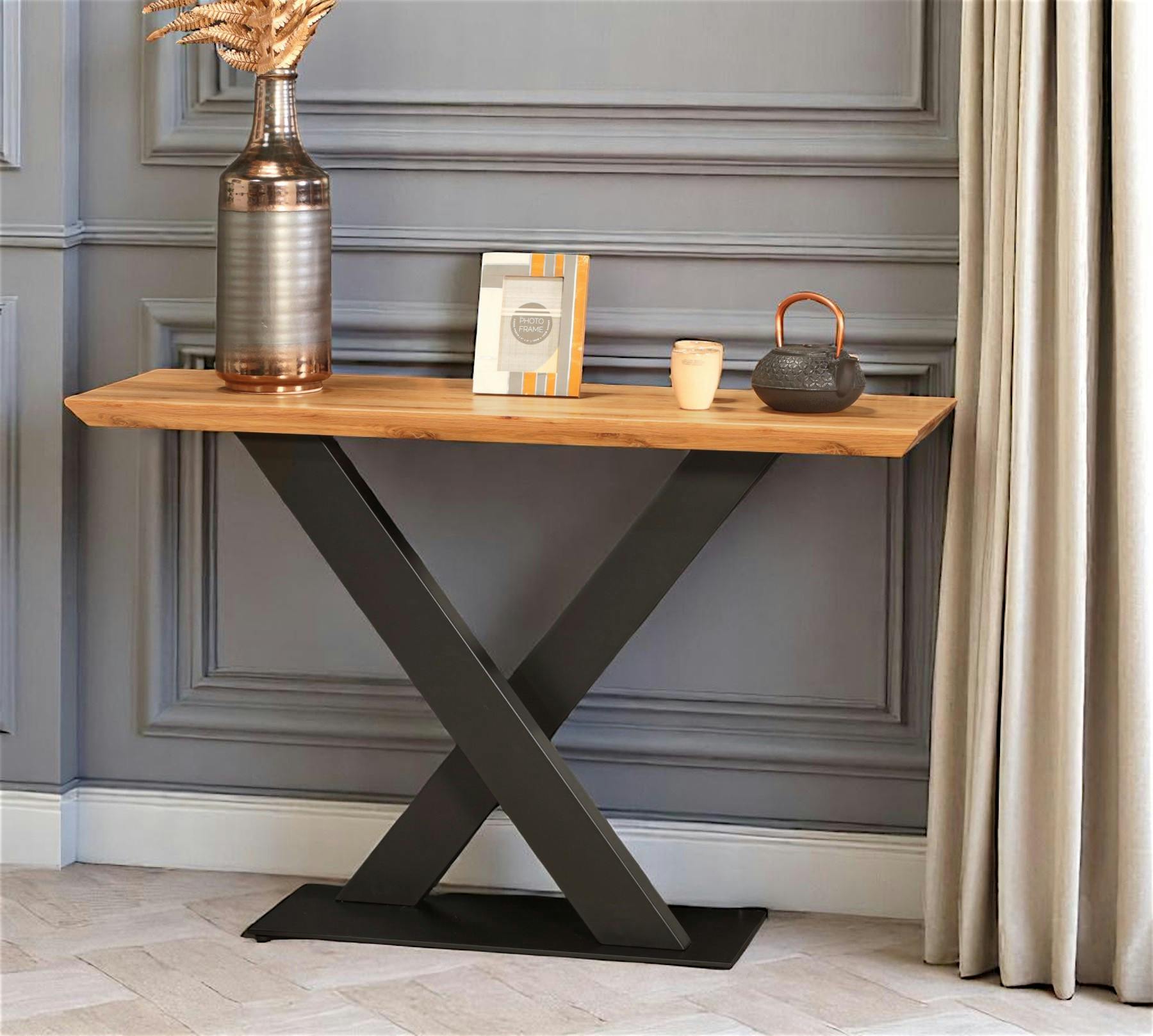 Console moderne bois pied en croix VOLGA | Leroy Merlin