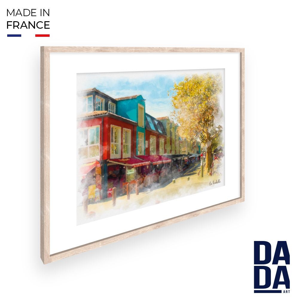 Image encadrée Rue animée de La-rochelle / 40x50 cm / Cadre Effet ...