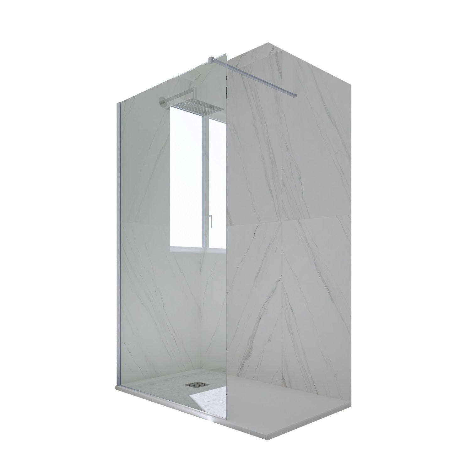 Douche italienne Walk-in 100 cm H 200 en PVC Gris argent Verre ...